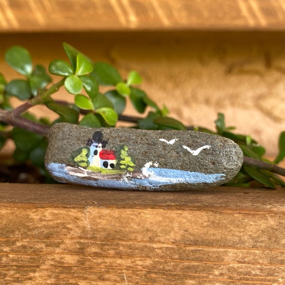 Vintage | Jewelry | Vintage Pin Hand Painted Rock Pin Folk Art | Poshmark